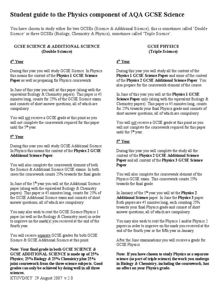 Student Guide To The Physics Component of AQA GCSE Science | PDF ...