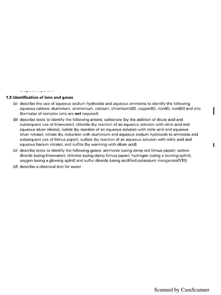 Identification of Ions and Gases Notes and Worksheet by KHM | PDF