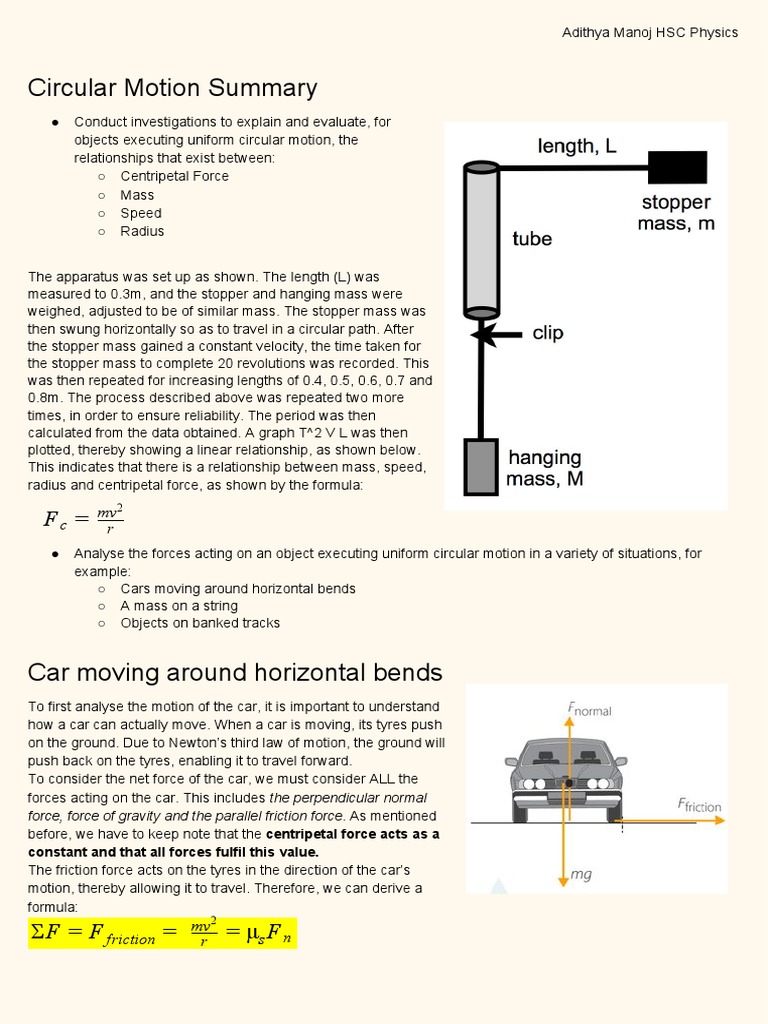 Circular Motion Concepts and Formulas | PDF | Acceleration | Force