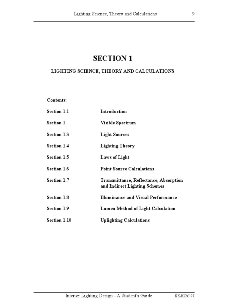 Section 1: Lighting Science, Theory and Calculations 9 | PDF
