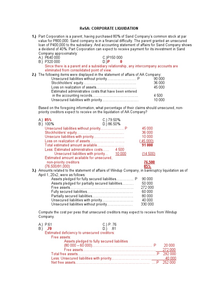 Corporate Liquidation | PDF | Unsecured Debt | Bankruptcy
