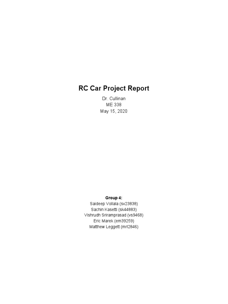 RC Car Project Report: Dr. Cullinan ME 338 May 15, 2020 | Download Free ...