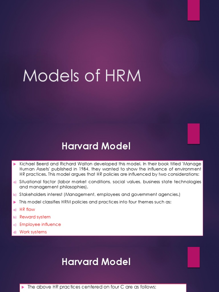 Models of HRM | PDF | Human Resource Management | Human Resources