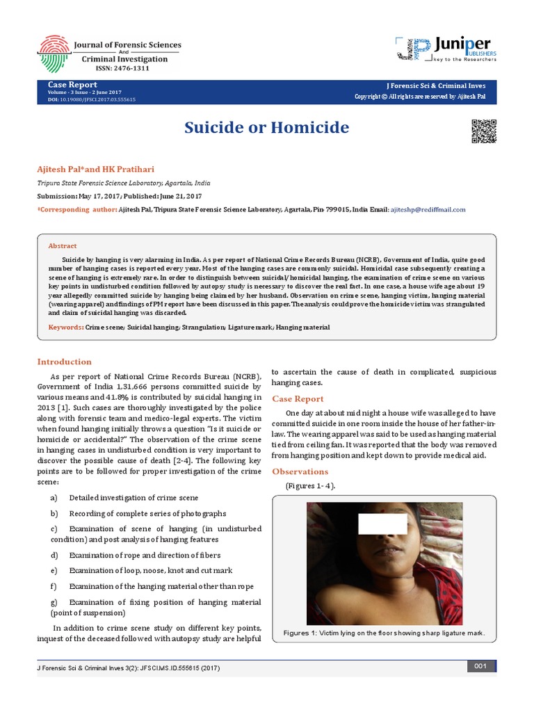 Suicide or Homicide: Case Report | PDF | Hanging | Forensic Science