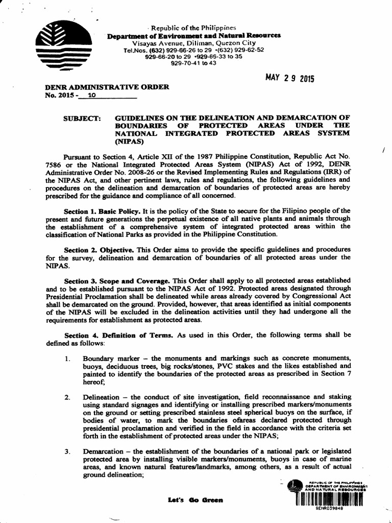 DENR Administrative Order No. 2015-10 - Guidelines On Delineation and ...
