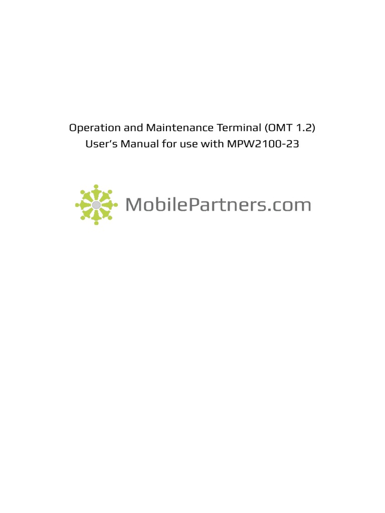 Operation and Maintenance Terminal (OMT 1.2) User's Manual For Use With ...