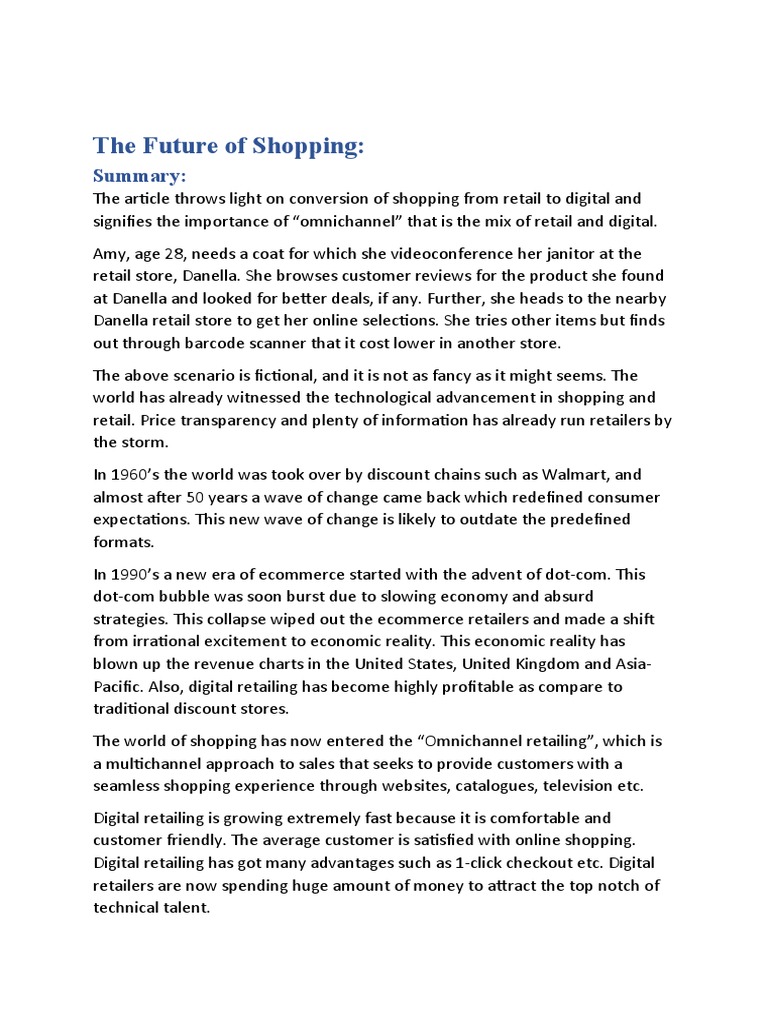 The Future of Shopping | PDF | Retail | Online Shopping
