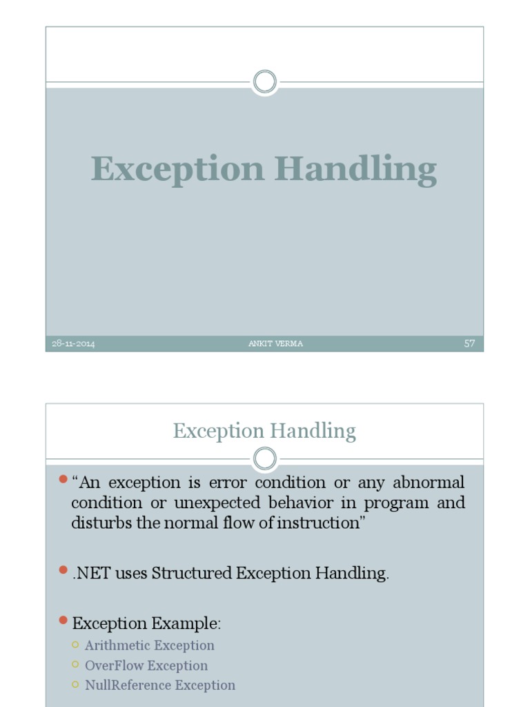Exception Handling: Ankit Verma | PDF