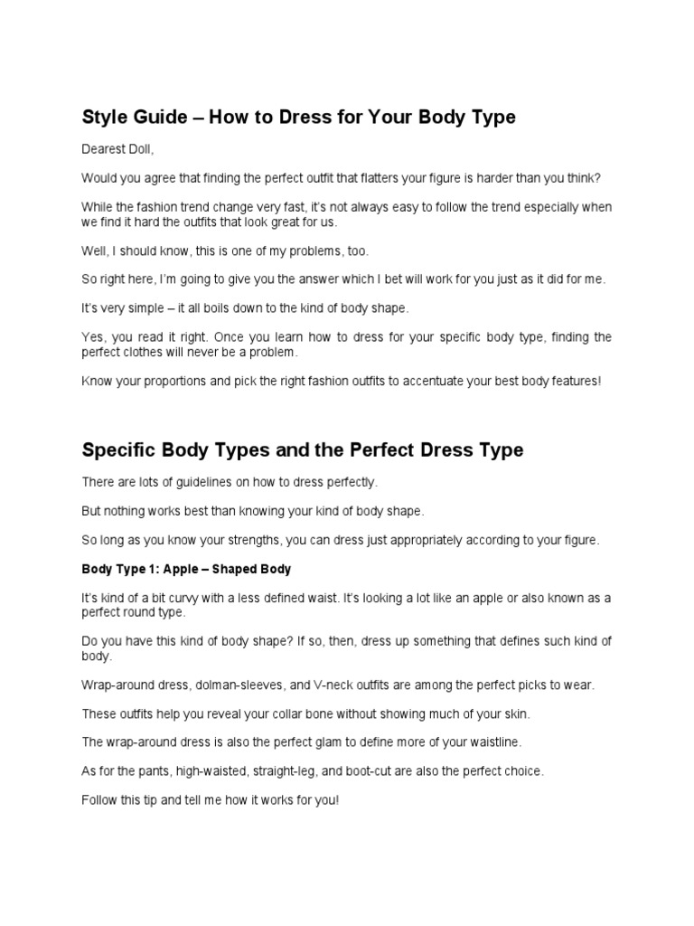 How To Dress For Your Body Type | PDF | Clothing | Fashion