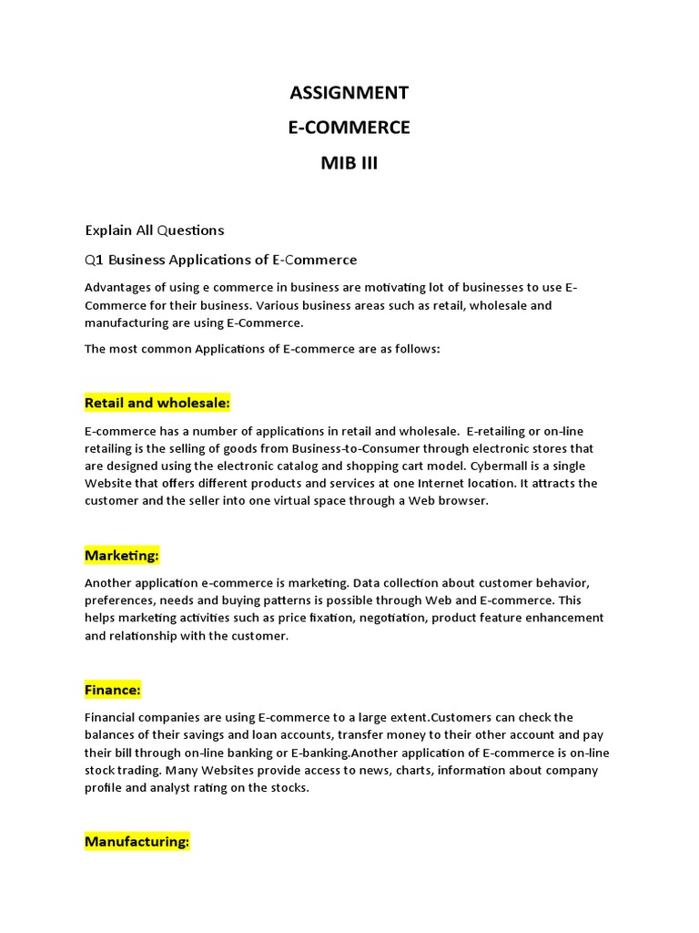 Ecom Assignment 1 | PDF | E Commerce | Online Banking