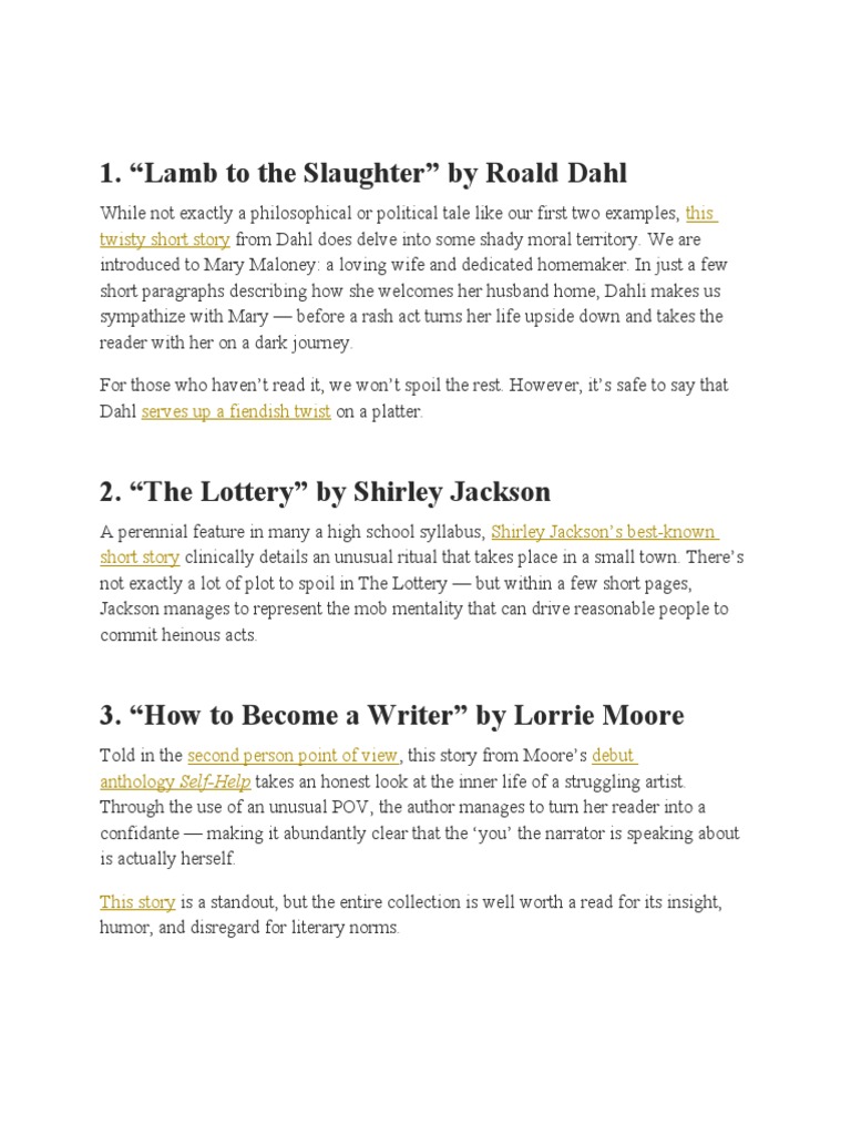 "Lamb To The Slaughter" by Roald Dahl | PDF