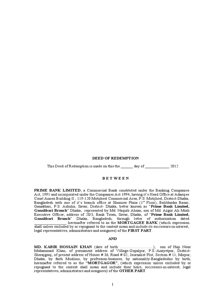 Deed of Redemption - PBL | PDF | Mortgage Law | Law And Economics