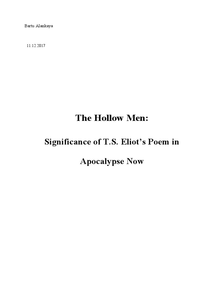 Eliot's "Hollow Men" in Apocalypse Now | PDF | Kurtz (Heart Of Darkness ...