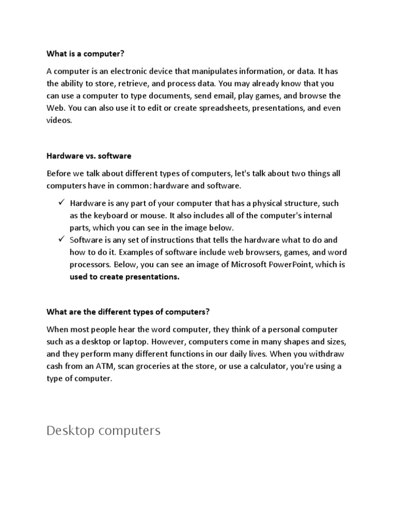 What Is A Computer | PDF | Personal Computers | Graphical User Interfaces