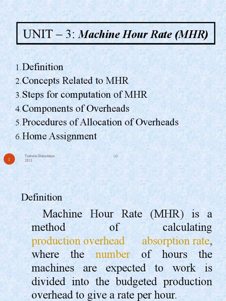 Overhead - Machine Hour Rate | PDF | Cost Of Goods Sold | Business ...