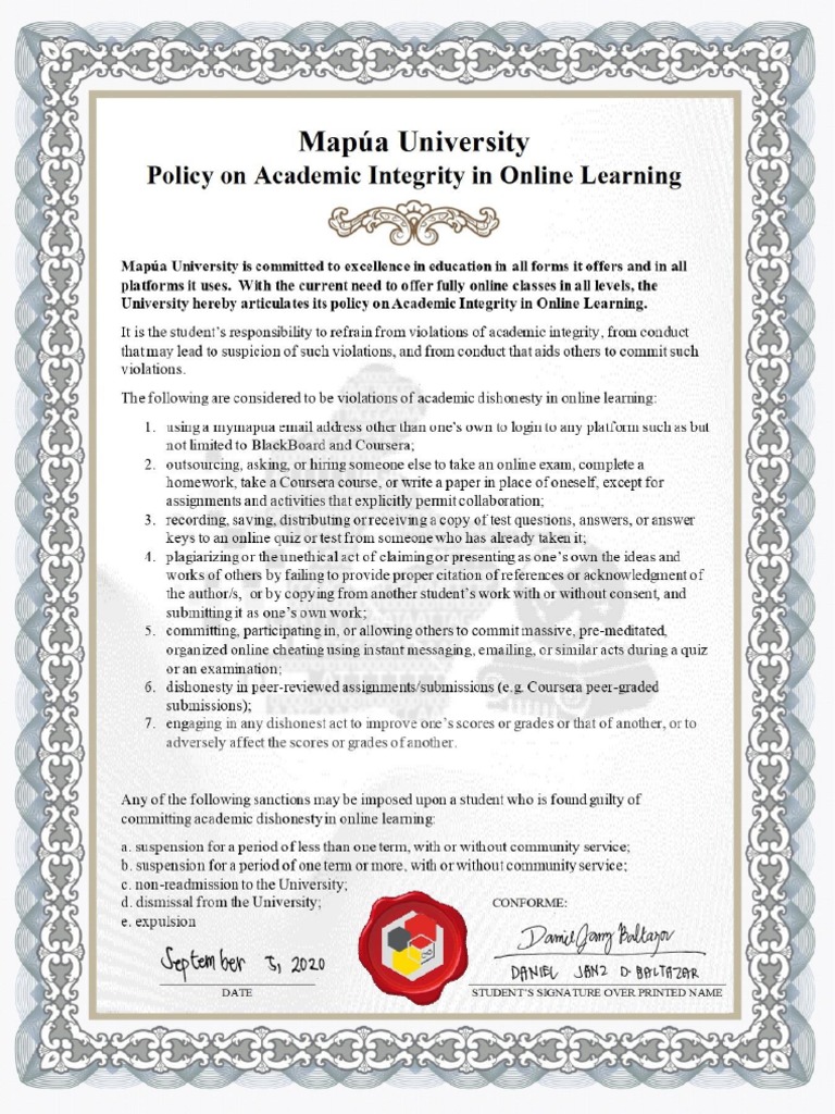Mapua Honor Code PDF | PDF