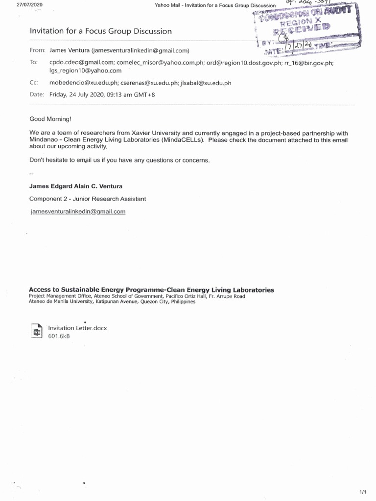 Invitation For A Focus Group Discussion PDF | PDF