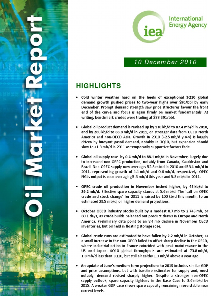World Oil Market report-IEA-2010 | PDF | Opec | Oil Refinery