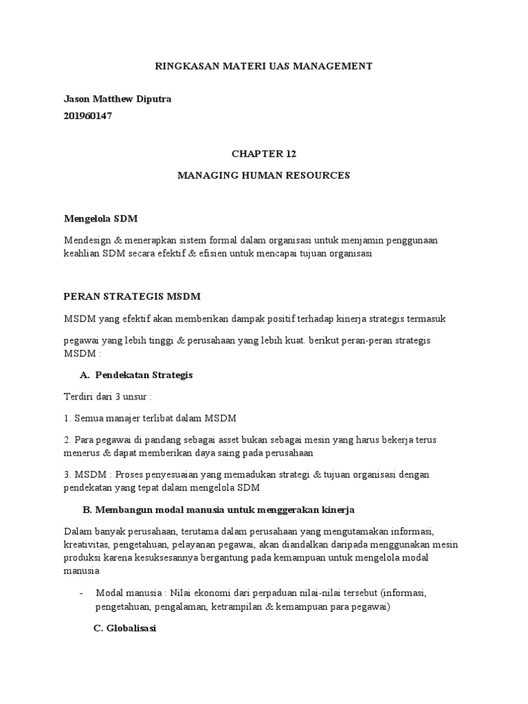 Rangkuman Uas Management | PDF | Karier & Perkembangan