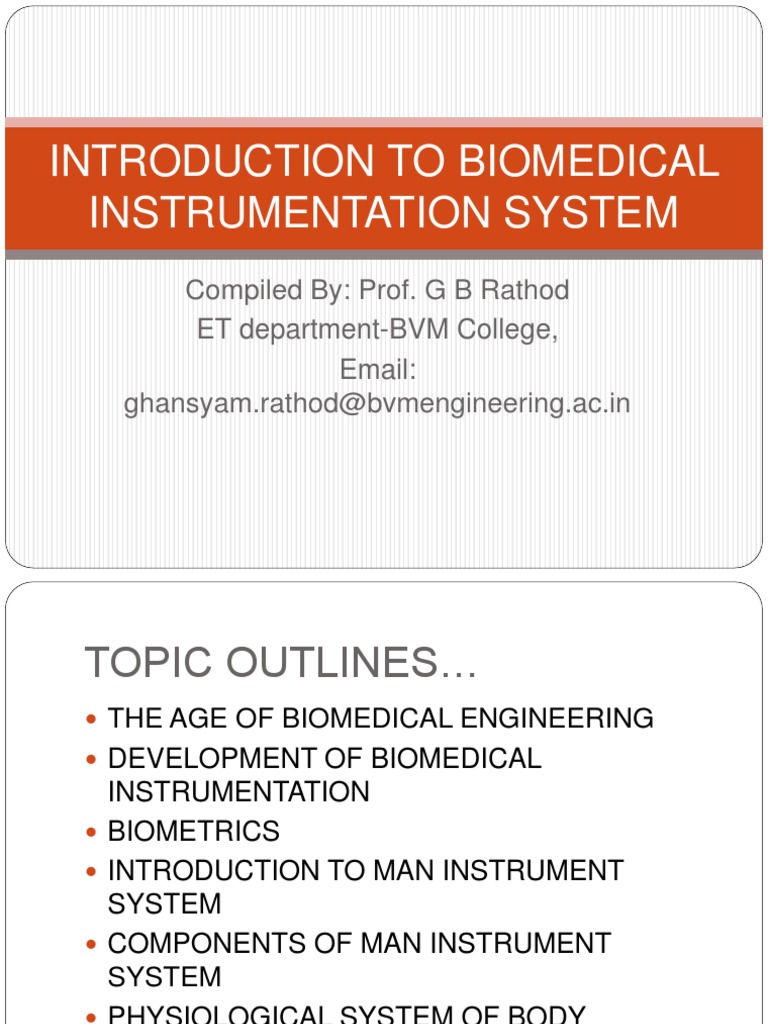 Introduction To Biomedical Instrumentation System | PDF | Biomedical ...