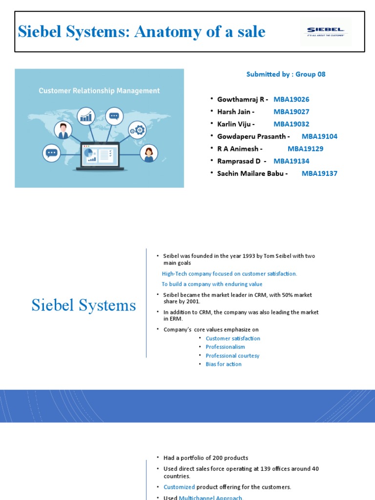 Siebel Systems: Anatomy of A Sale: Submitted By: Group 08 | PDF ...