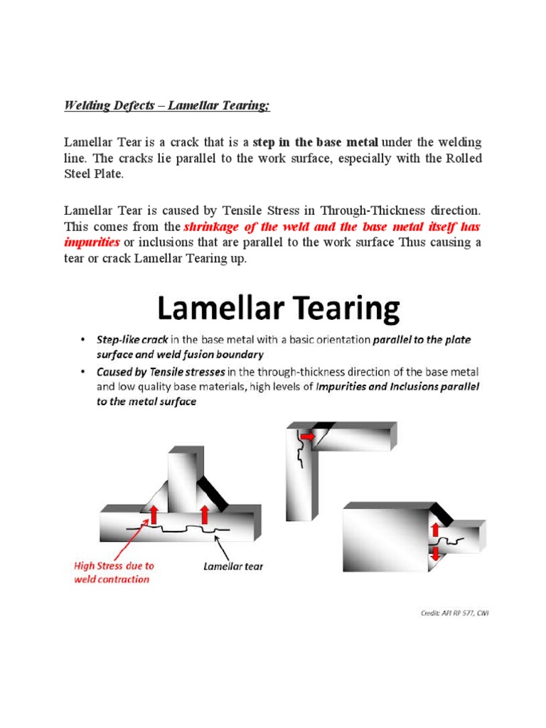 Welding Defects - Lamellar Tearing | PDF