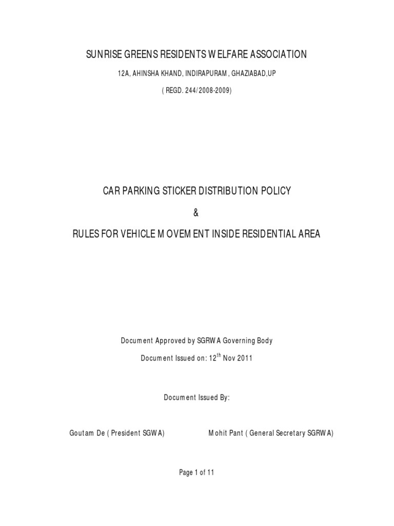 Car Sticker Policy PDF | PDF | Parking | Leasehold Estate