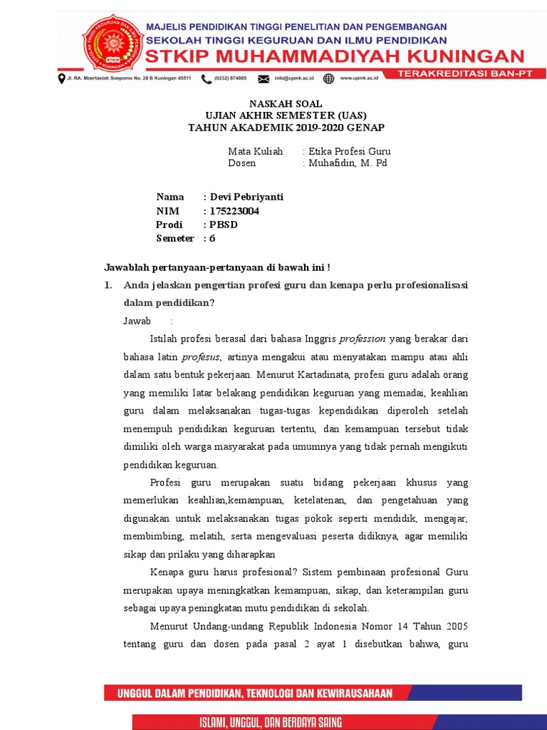 Soal Uas Etika Profesi | PDF