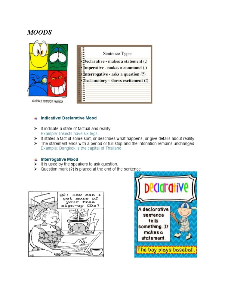 Moods: Indicative/ Declarative Mood | PDF
