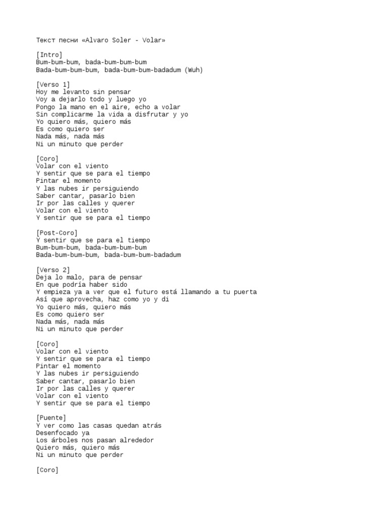 Alvaro Soler - Volar | PDF