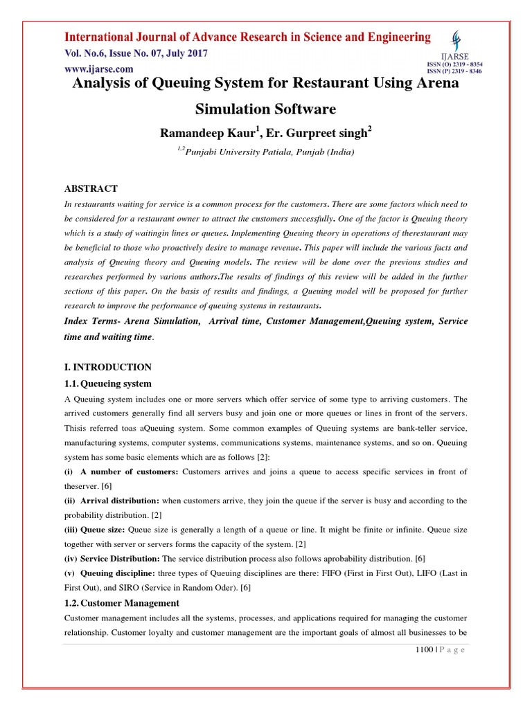 Restaurant Queuing System Analysis | PDF | Simulation | Conceptual Model
