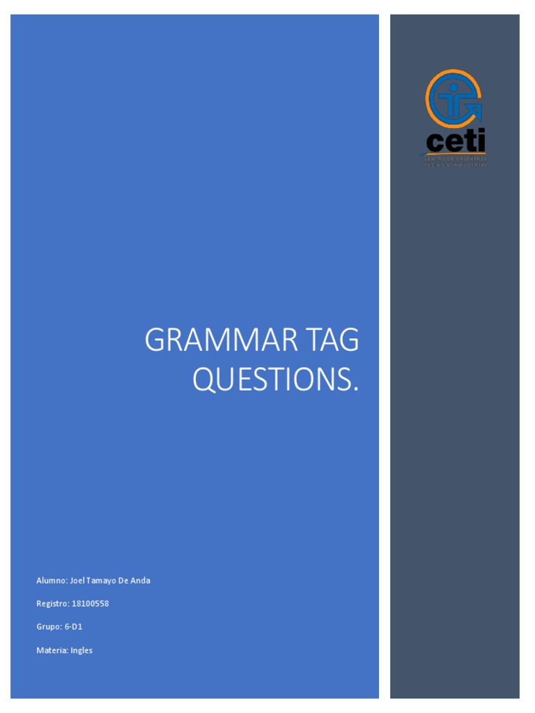 Grammar Tag Questions | PDF