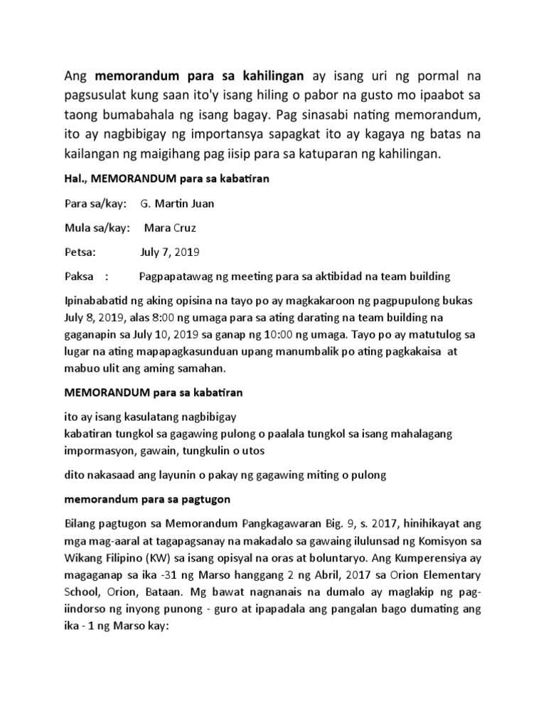 3 Uri NG Memorandum | PDF