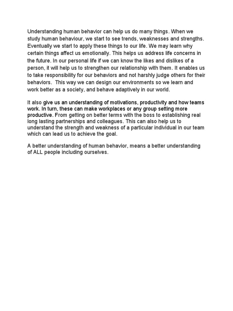 Understanding Human Behavior | PDF