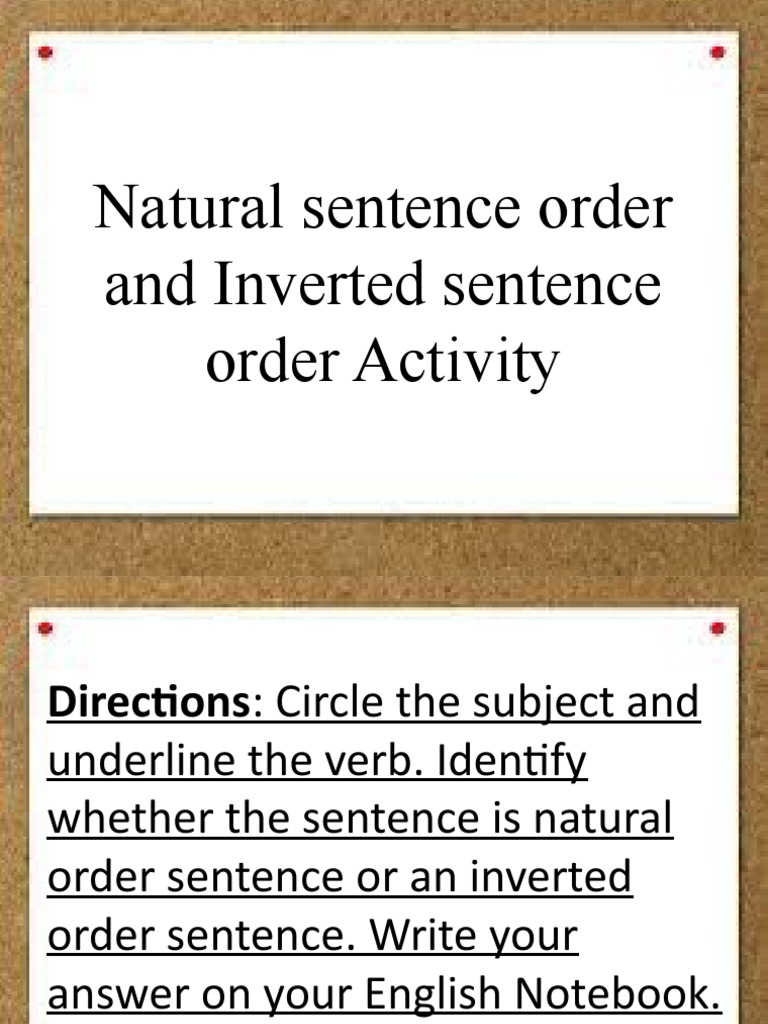 Natural vs. Inverted Sentence Order Activity | PDF