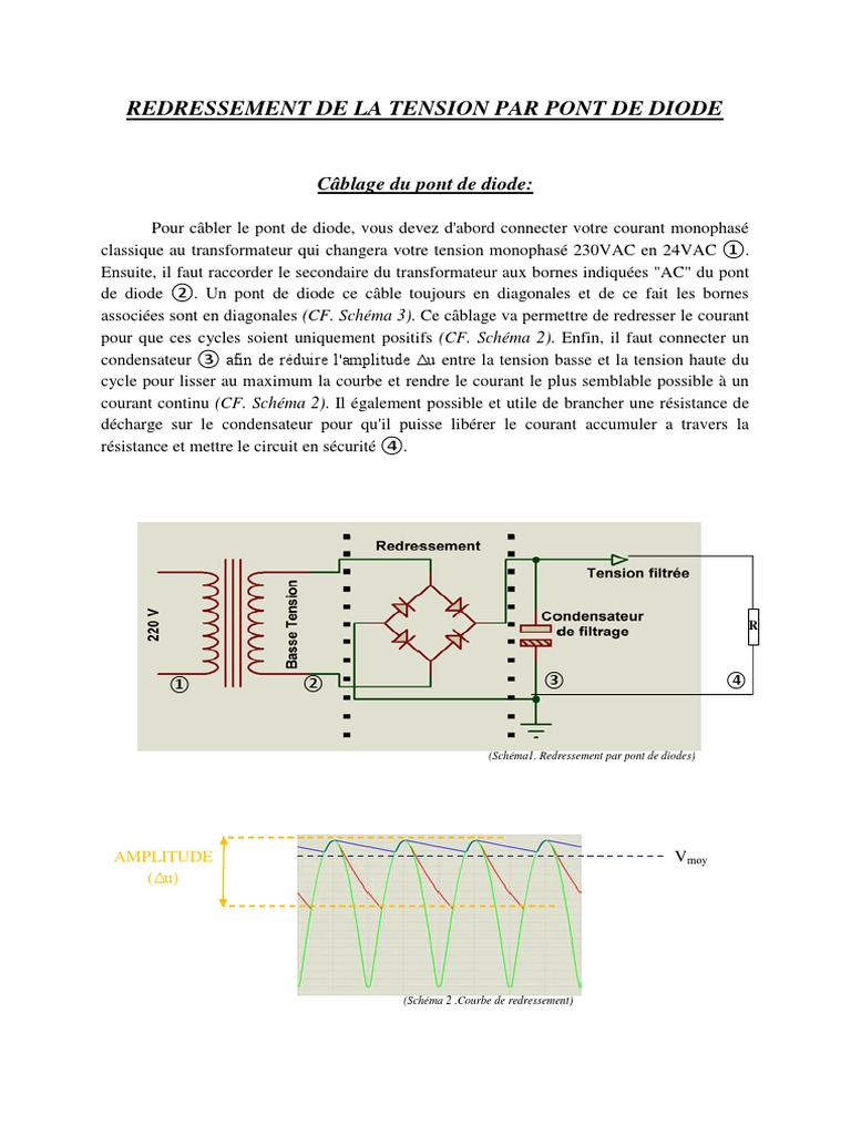 Câblage et fonctionnement du pont de diode | PDF | Redresseur ...