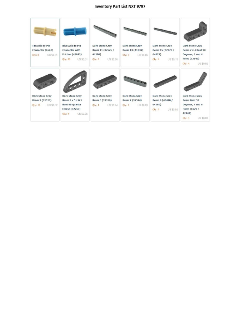 Inventory Part List NXT 9797 | PDF