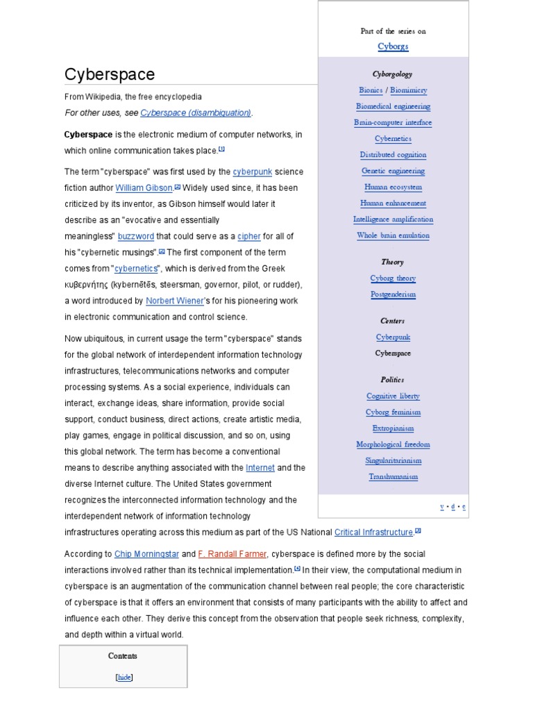 Cyberspace: For Other Uses, See | PDF | Cyberspace | Cognitive Science
