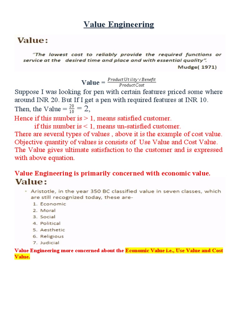 Value Engineering | PDF | Value (Economics) | Conceptual Model