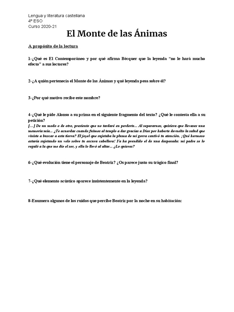 Análisis de "El Monte de las Ánimas" | PDF