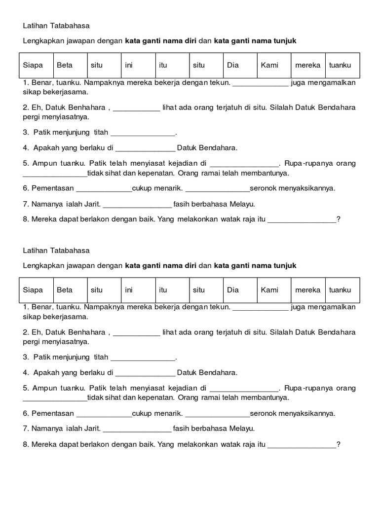 Kata Ganti Nama Tunjuk Tahun 4 (Cuti PKP) | PDF