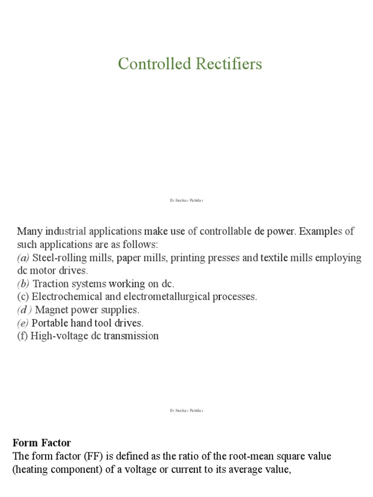 Controlled Rectifiers Dr Keshav Patidar Pdf Rectifier Power
