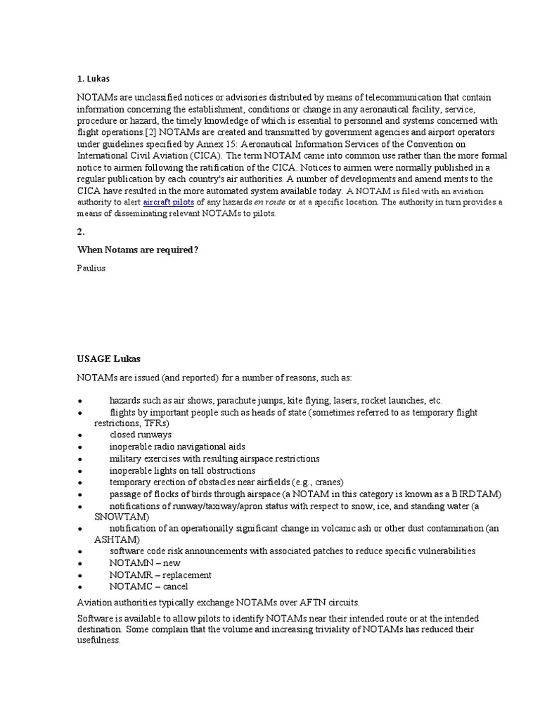 NOTAM | PDF | Aerospace | Aviation Safety