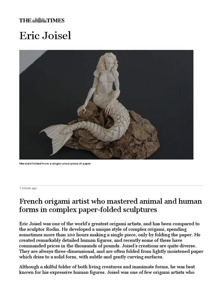 Eric Joisel: French Origami Artist Who Mastered Animal and Human Forms ...