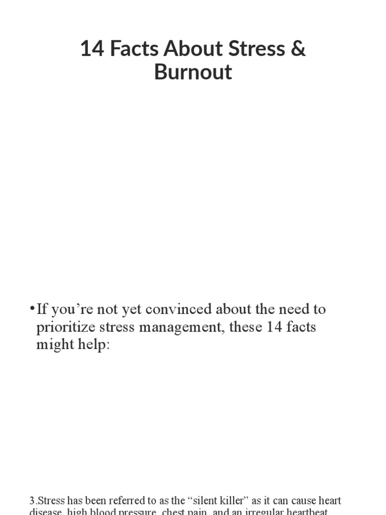 14 Stress and Burnout Facts | PDF