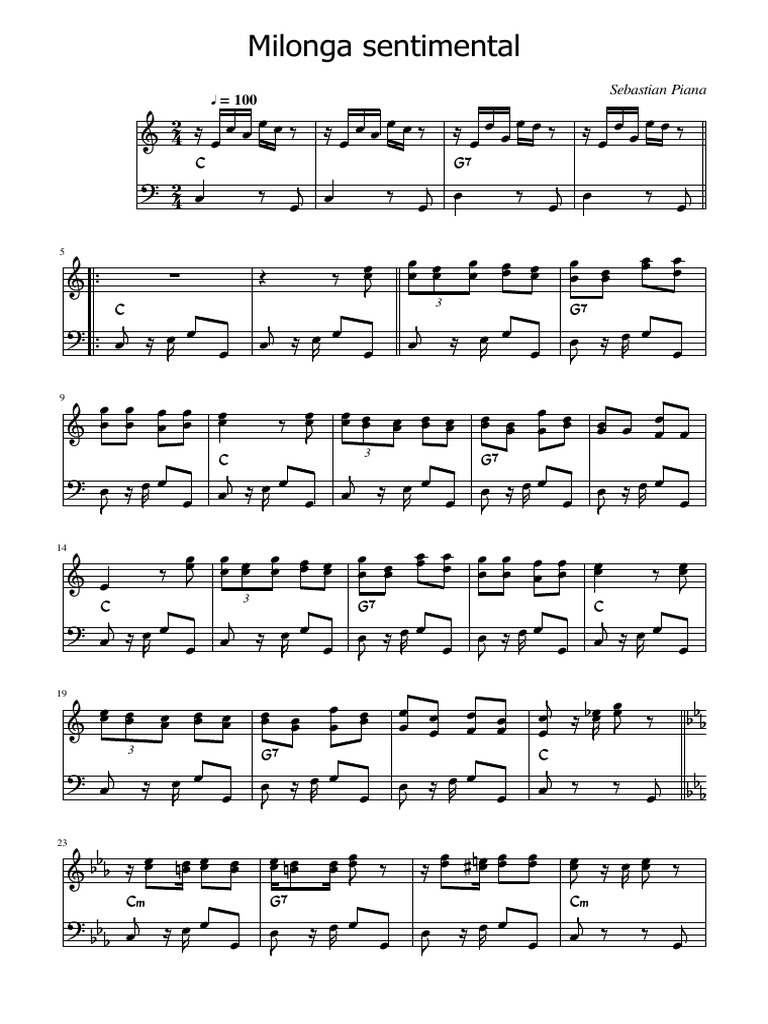 Milonga - Sentimental in C | PDF