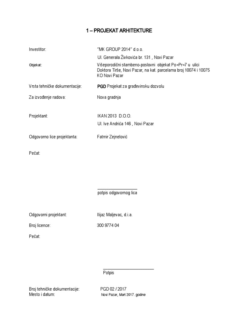 Projekat Arhitekture | PDF