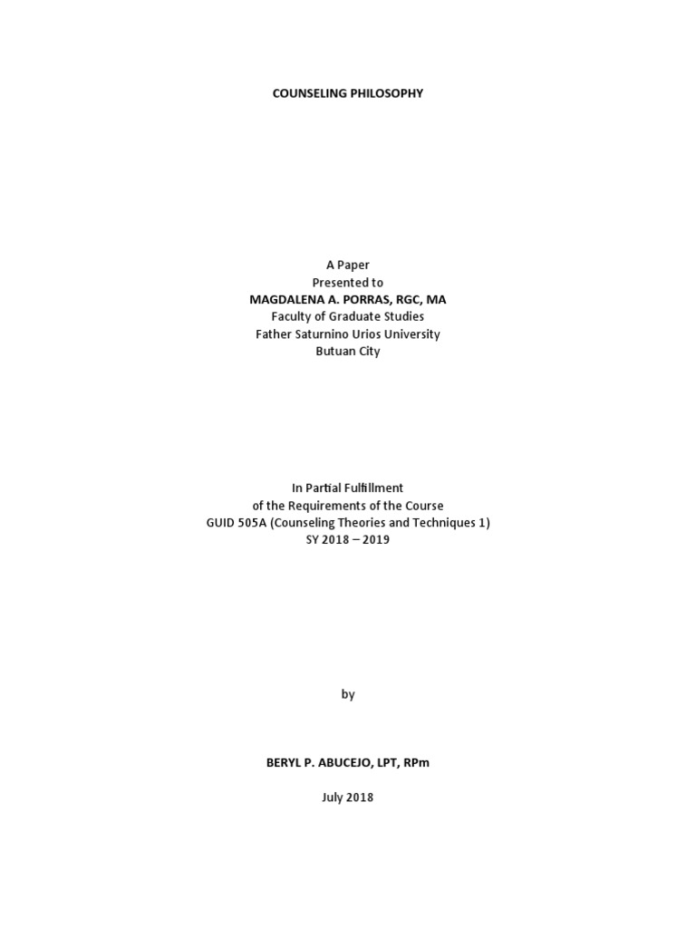 Counseling Philosophy Pdf Behavior Behavioural Sciences