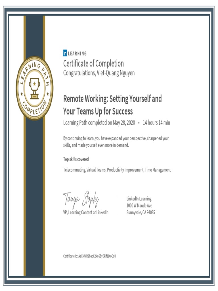 Remote Work Success Certificate | PDF