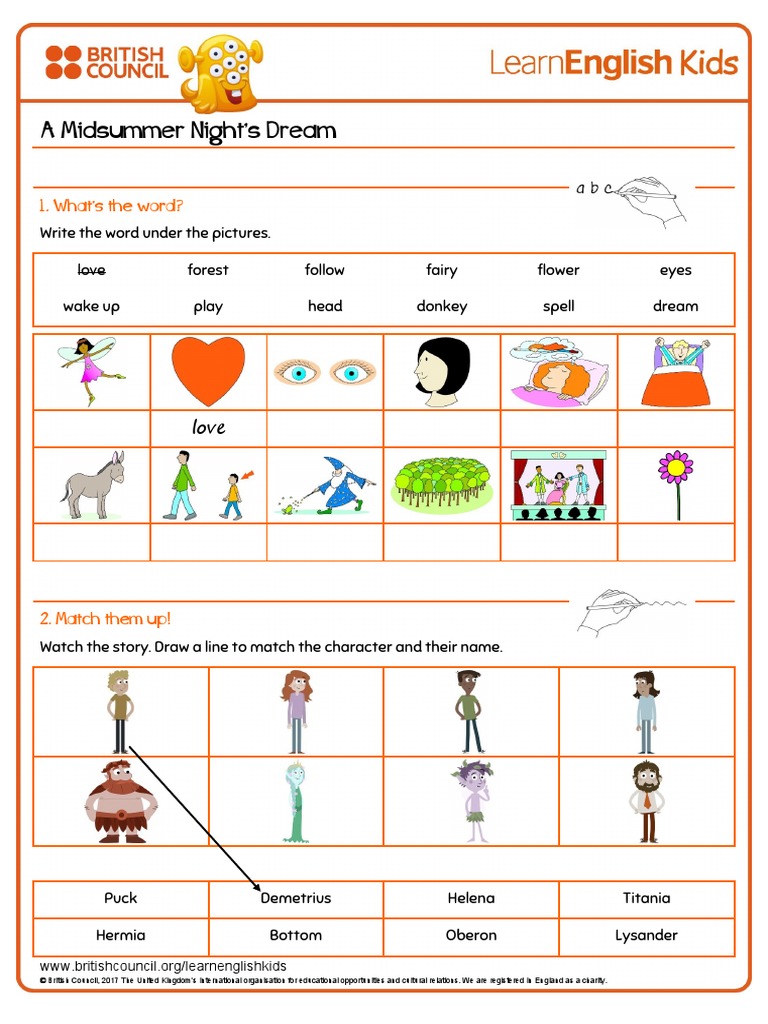 Shakespeare A Midsummer Nights Dream Worksheet | PDF | A Midsummer ...